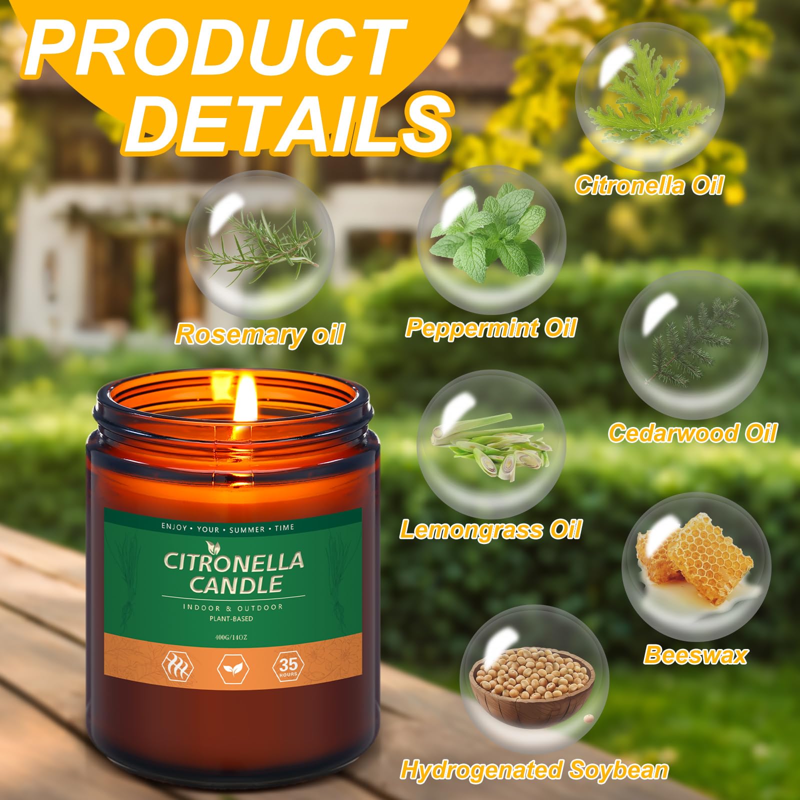 Snapklik.com : 4 Pack Citronella Candles Outdoor 14 Oz Deet Free Indoor ...