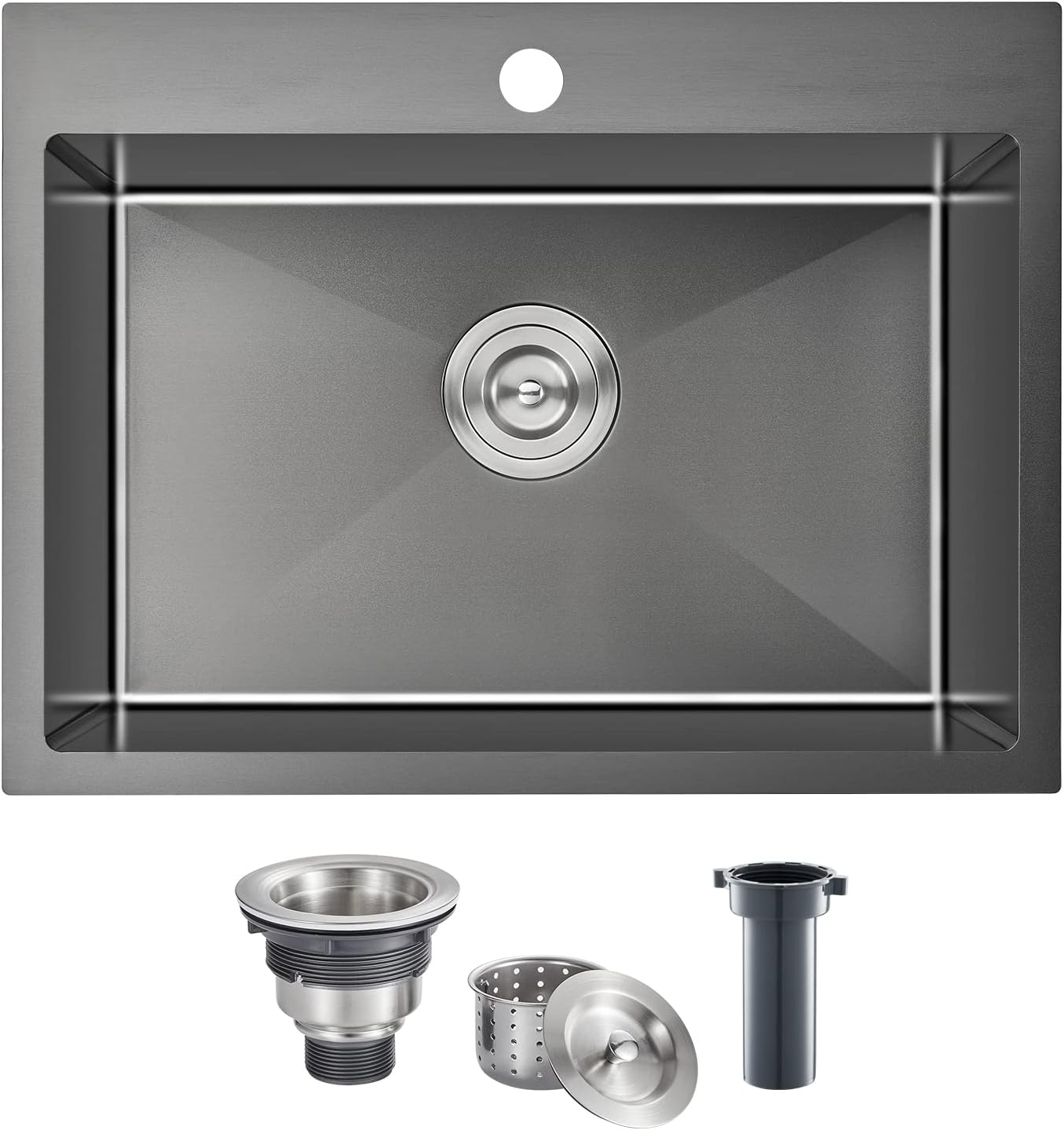 Agua Canada Kitchen Sink Single Bowl Granite with Strainer 31x20 Inches ...