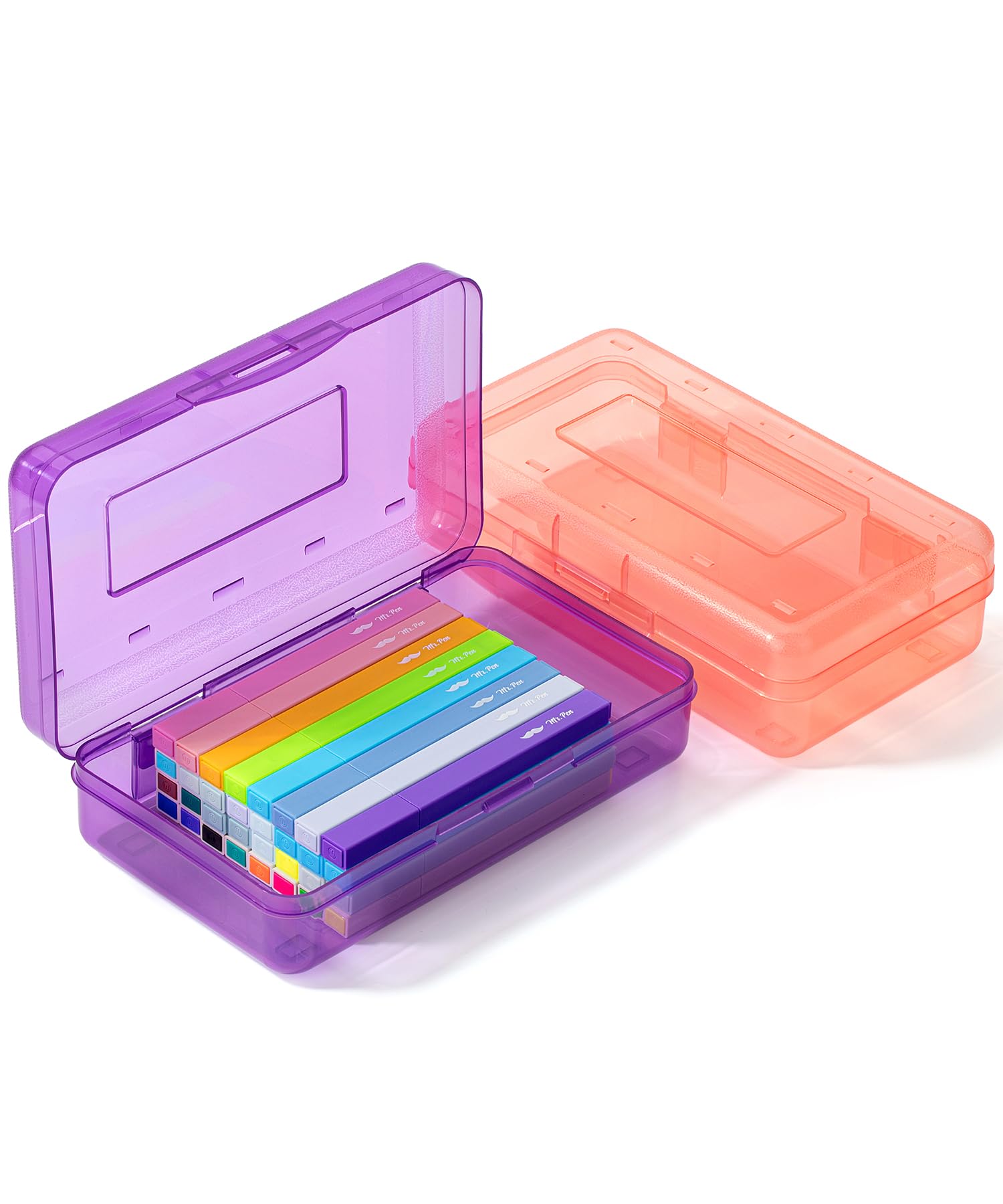 Amazon.com: Mr. Pen- Pencil Box, 2 Pack, Purple & Orange, Plastic ...