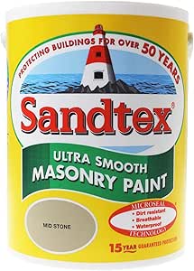 Sandtex Ultra Smooth Masonry Paint 5 Litre Stock Colours - Mid Stone ...