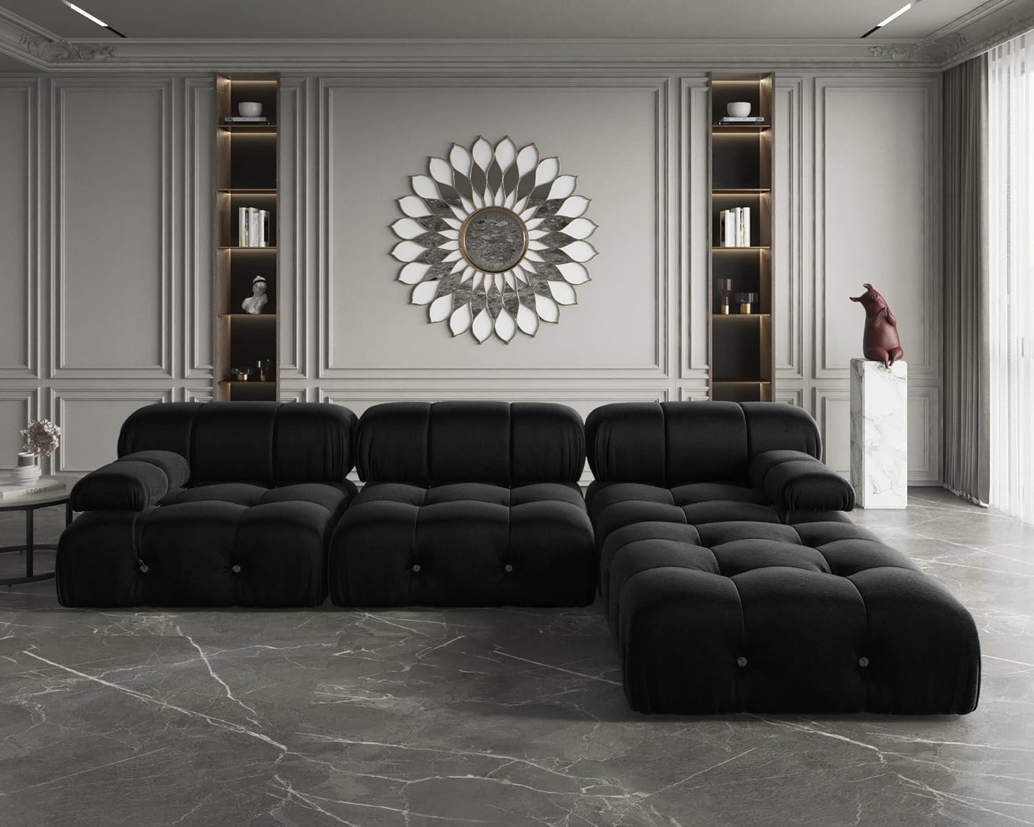 Amazon.com: Sdorens Modern Velvet Sectional Sofa, L Shape Minimalist ...