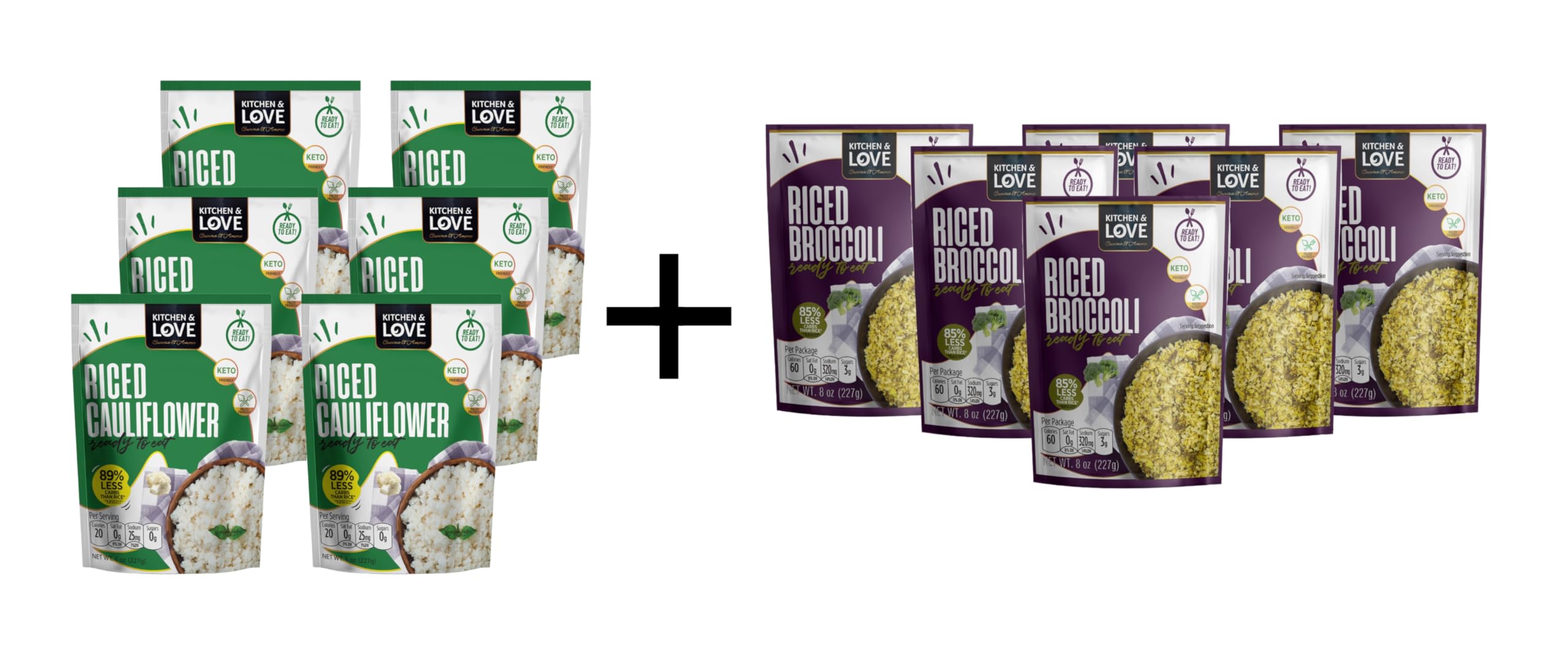 Amazon.com: Riced Cauliflower 6 Pack + Riced Broccoli 6 Pack : Grocery ...