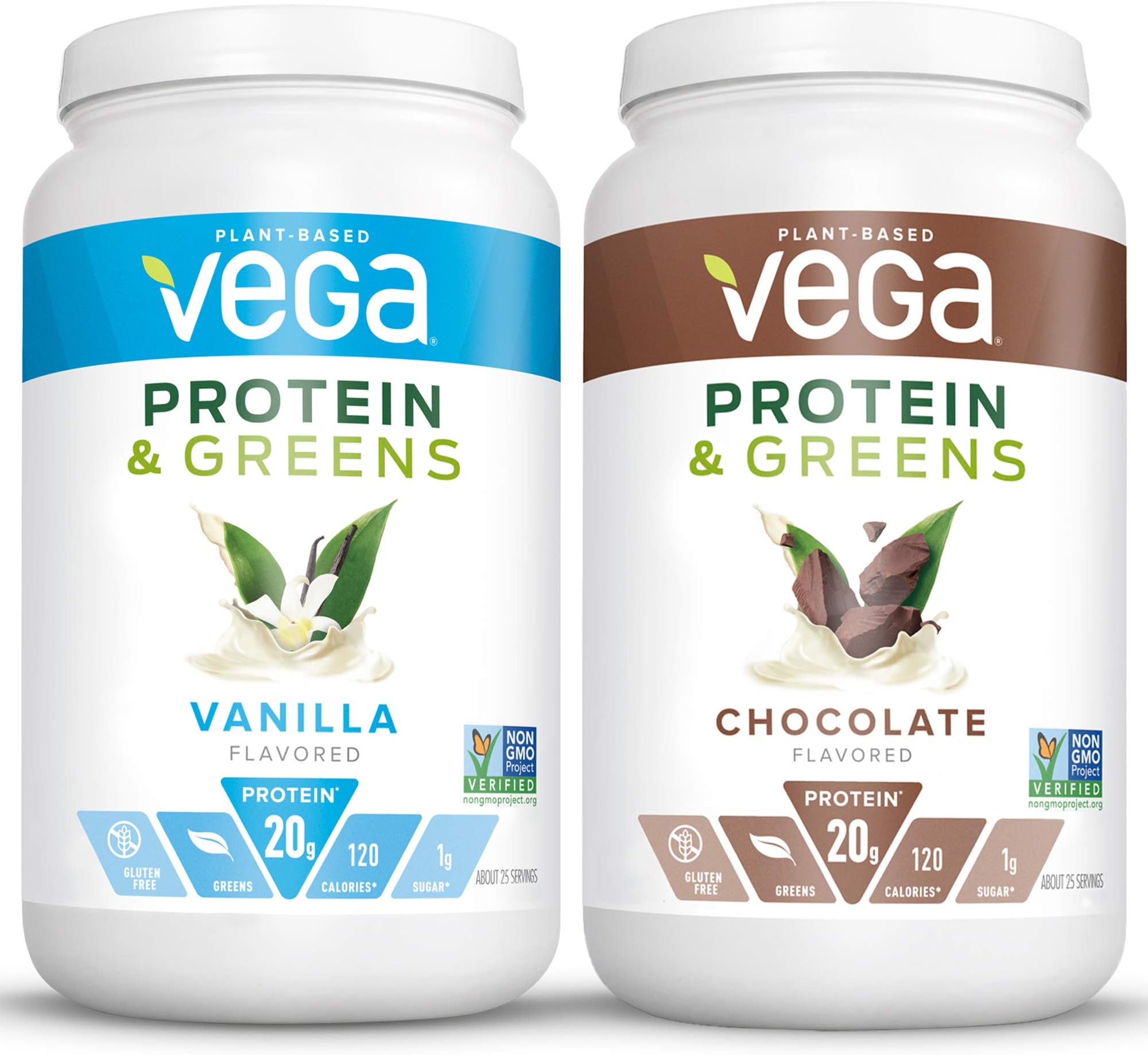 Amazon.com: Vega Protein & Greens Bundle, Chocolate + Vanilla (25 ...