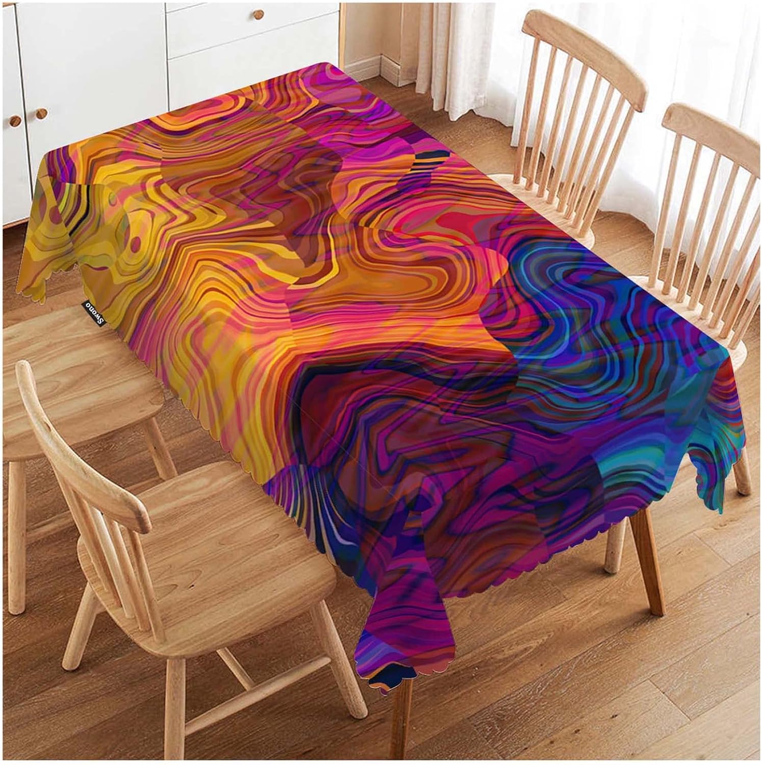 Amazon.com: Swono Chaotic Waves Table Cloth Rectangle Tables Abstract ...
