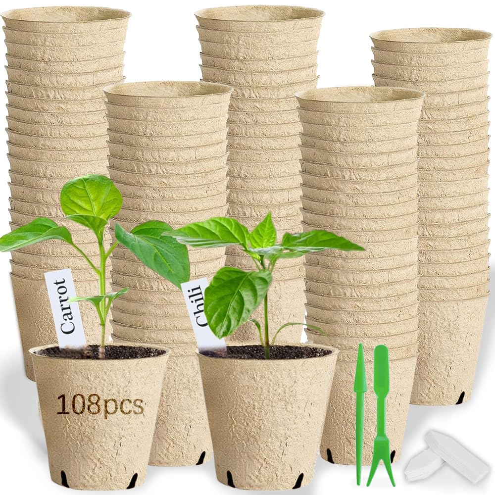 Amazon.com: NotiGat 108pcs Peat Pots for Seedling 3.15" Biodegradable ...