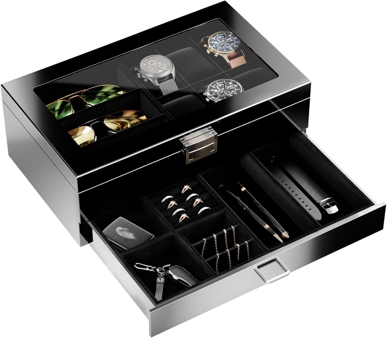 Amazon.com: Lifomenz Co Watch Jewelry Box for Men 6 Slot Watch Box,6 ...