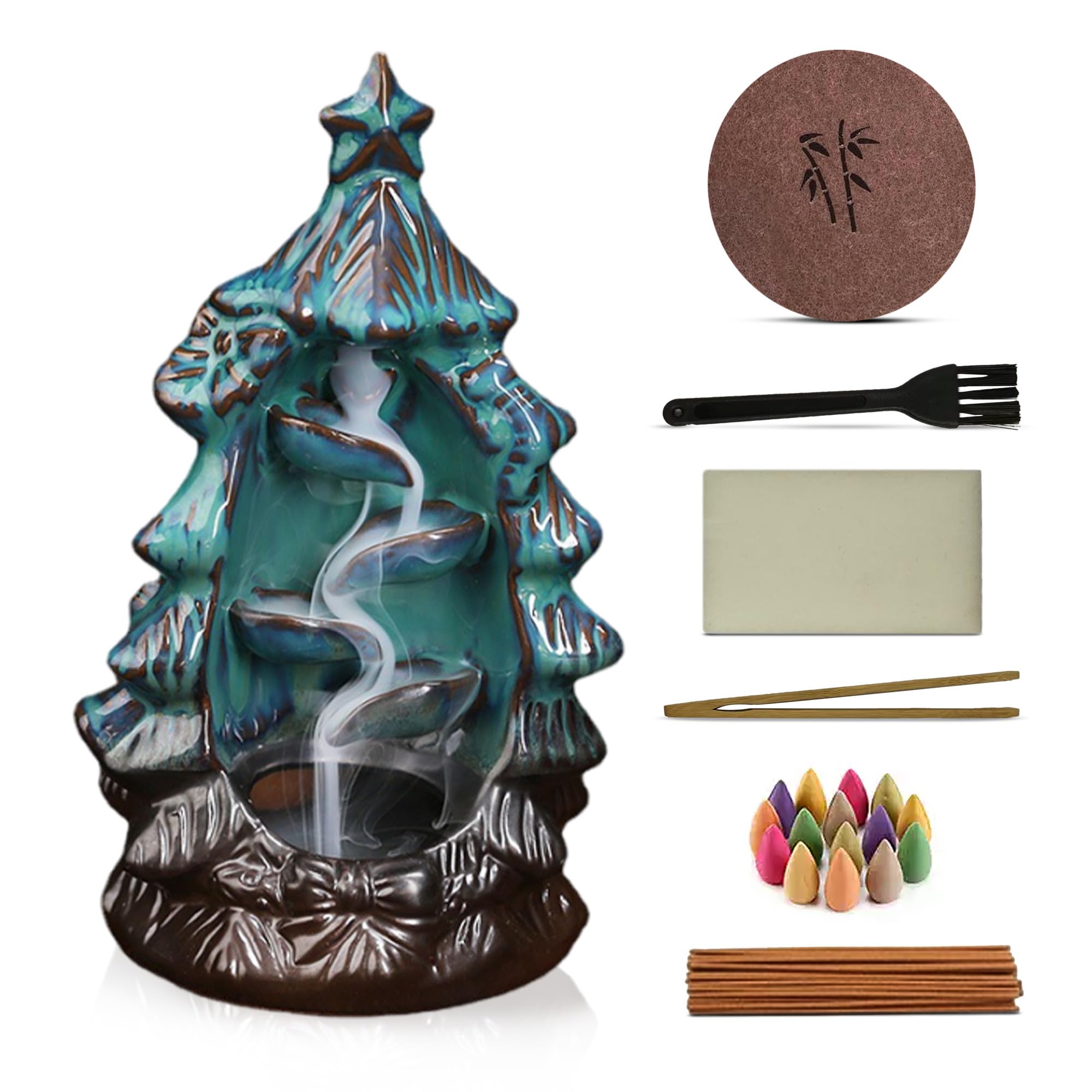Amazon.com: CasaFoyer Backflow Incense Holder Ceramic Waterfall Burner ...