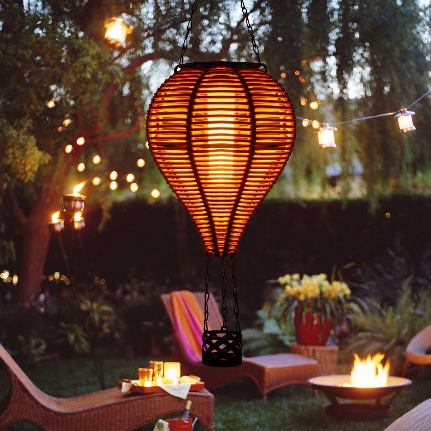 Livinlarge Hanging Flame Lanterns Outdoor Garden Decor Hot Air Balloon ...