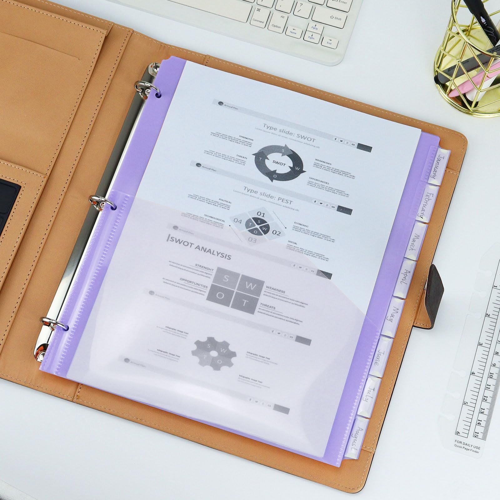 Snapklik.com : Koqye A4 Dividers For 3 Ring Binder, 8-Tab Purple Folder ...
