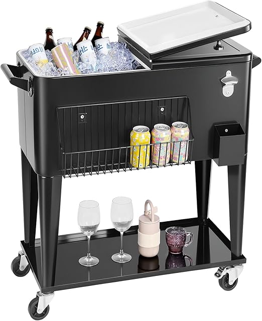 Amazon.com : VEVOR 80 Quart Rolling Ice Chest, Holds up to 50 Bottles ...