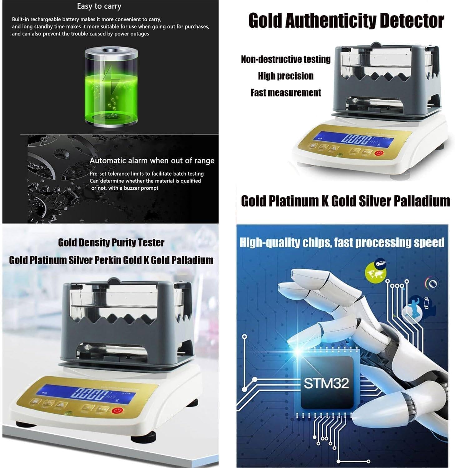 Gpxhbcb Digital Electronic Gold Purity Tester Machine Model 1200K User ...