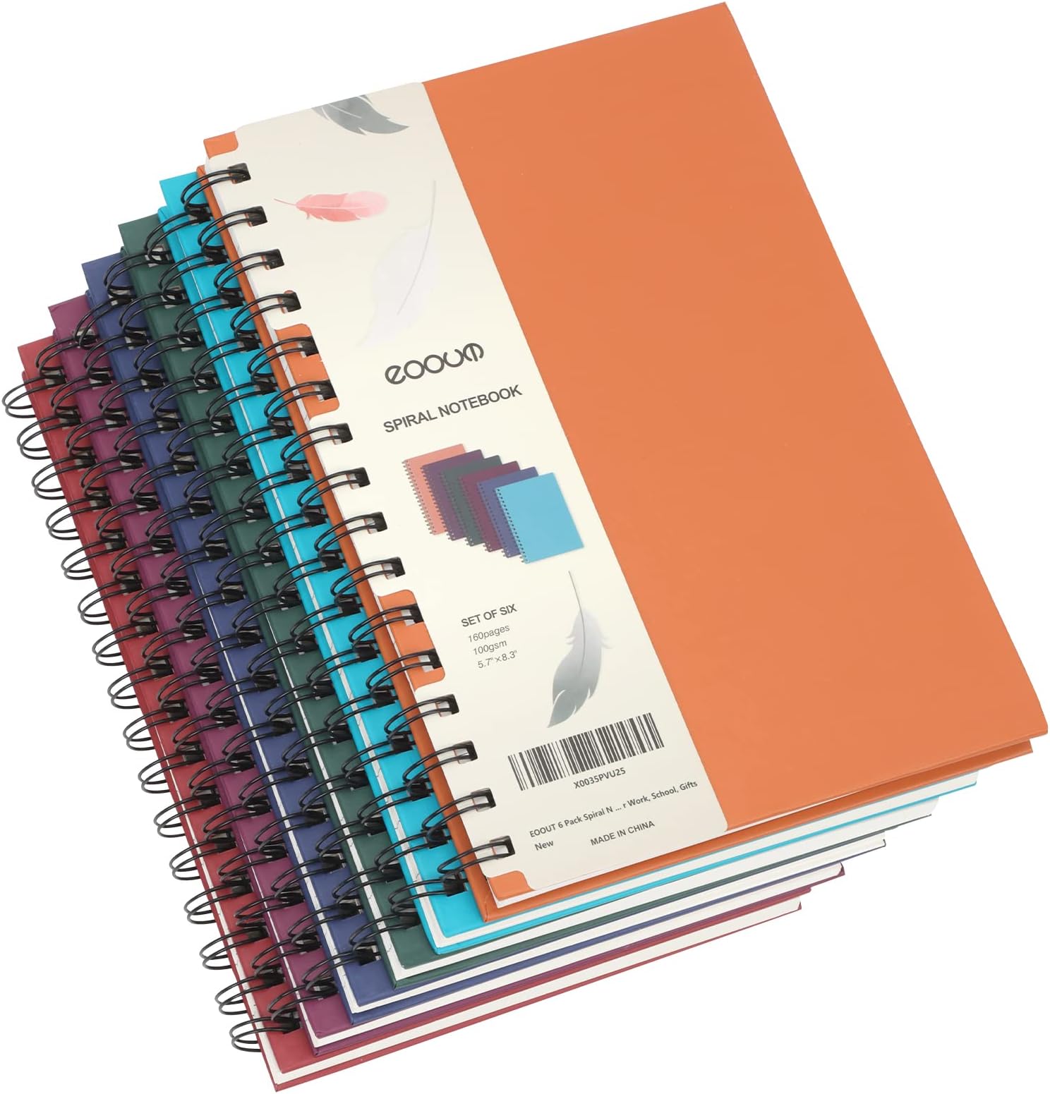 Amazon.com : EOOUT 6pcs Hardcover Spiral Notebook, Spiral Journals ...