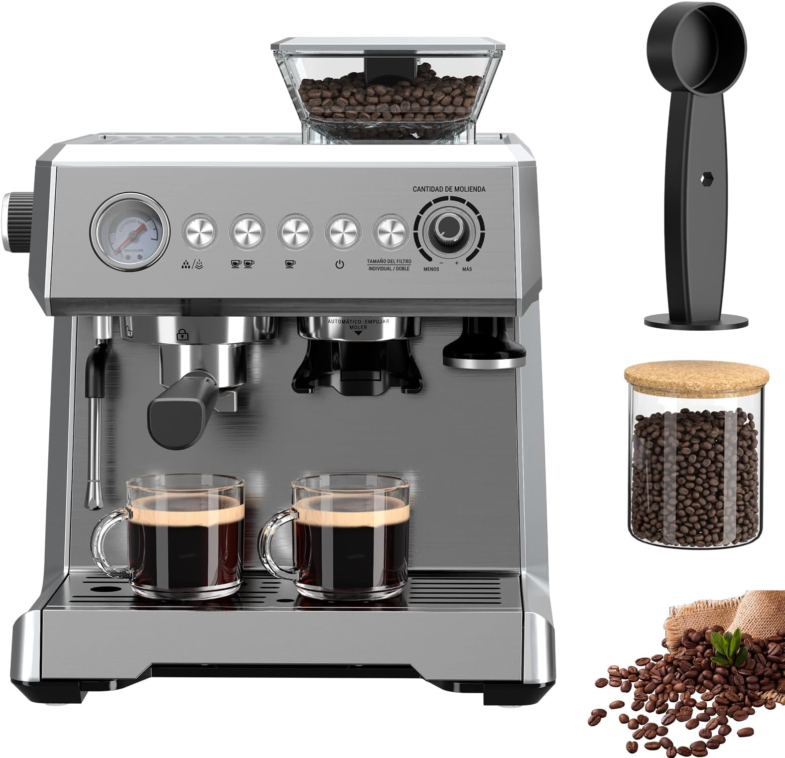 OCCULO Máquina de Café, Cafetera con Molino Integrado, Cafetera ...