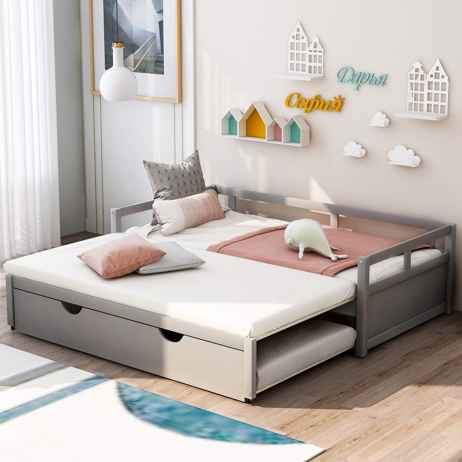 Buy Extendable Daybed With Trundle Beds For Kids Teens Adults Wooden