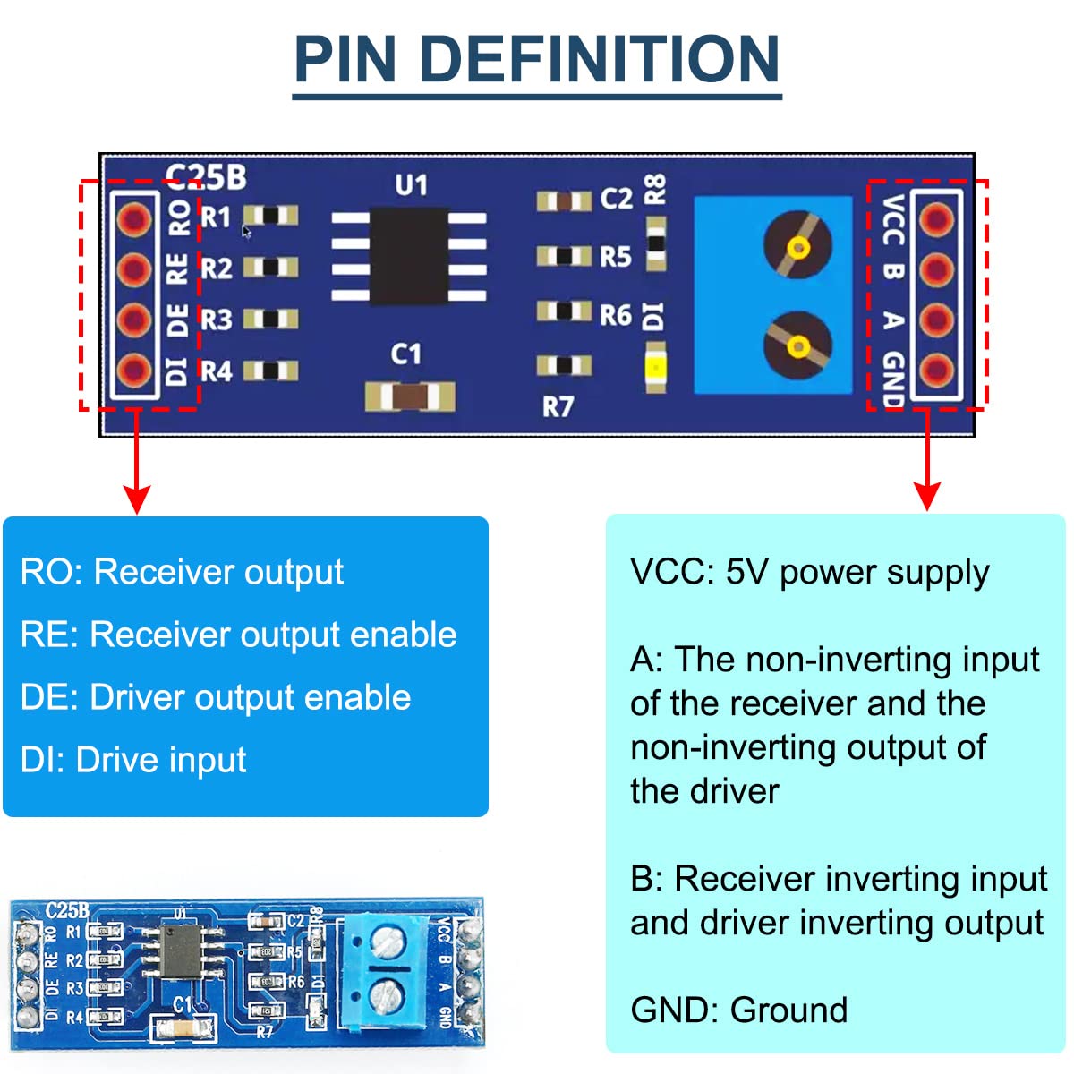 Microcontroller Accessories 10Pcs MAX485 RS485 Converter Modules - TTL ...