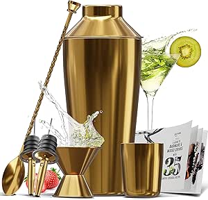 Amazon.com: Bar Set Cocktail Shaker Set Bartender Kit, 8 Piece Gold Cocktail Set, Mixology ...