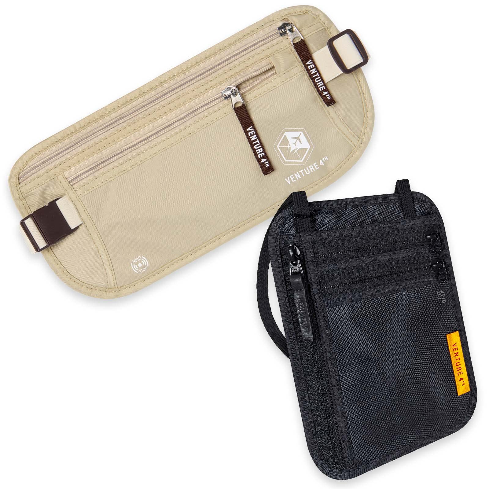 Amazon.com | Travel Money Belt and Neck Wallet Bundle - RFID Blocking ...
