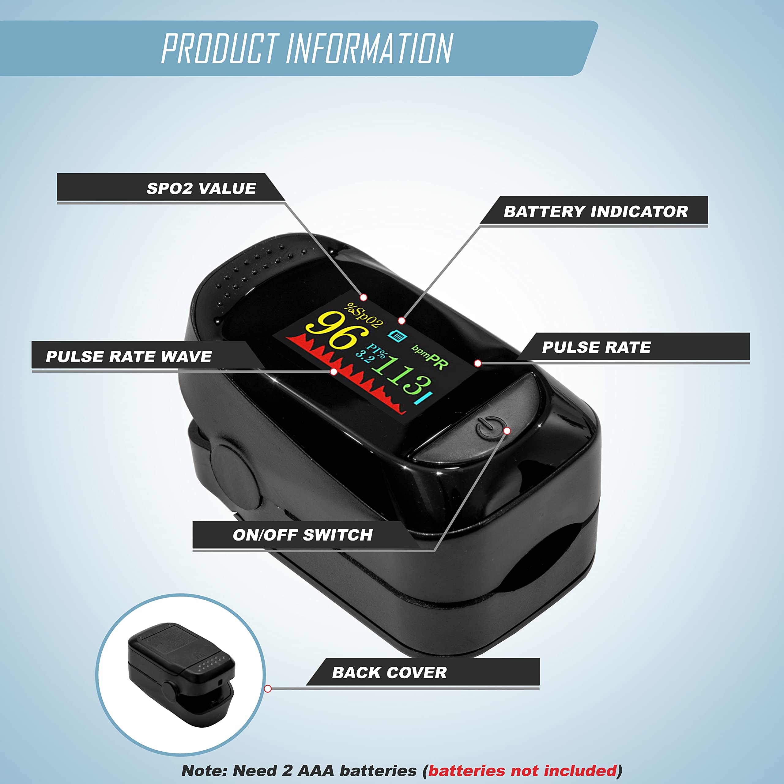 Pulse Oximeter fingertip,LED display, Blood Oxygen Monitor/oximeter, UK ...