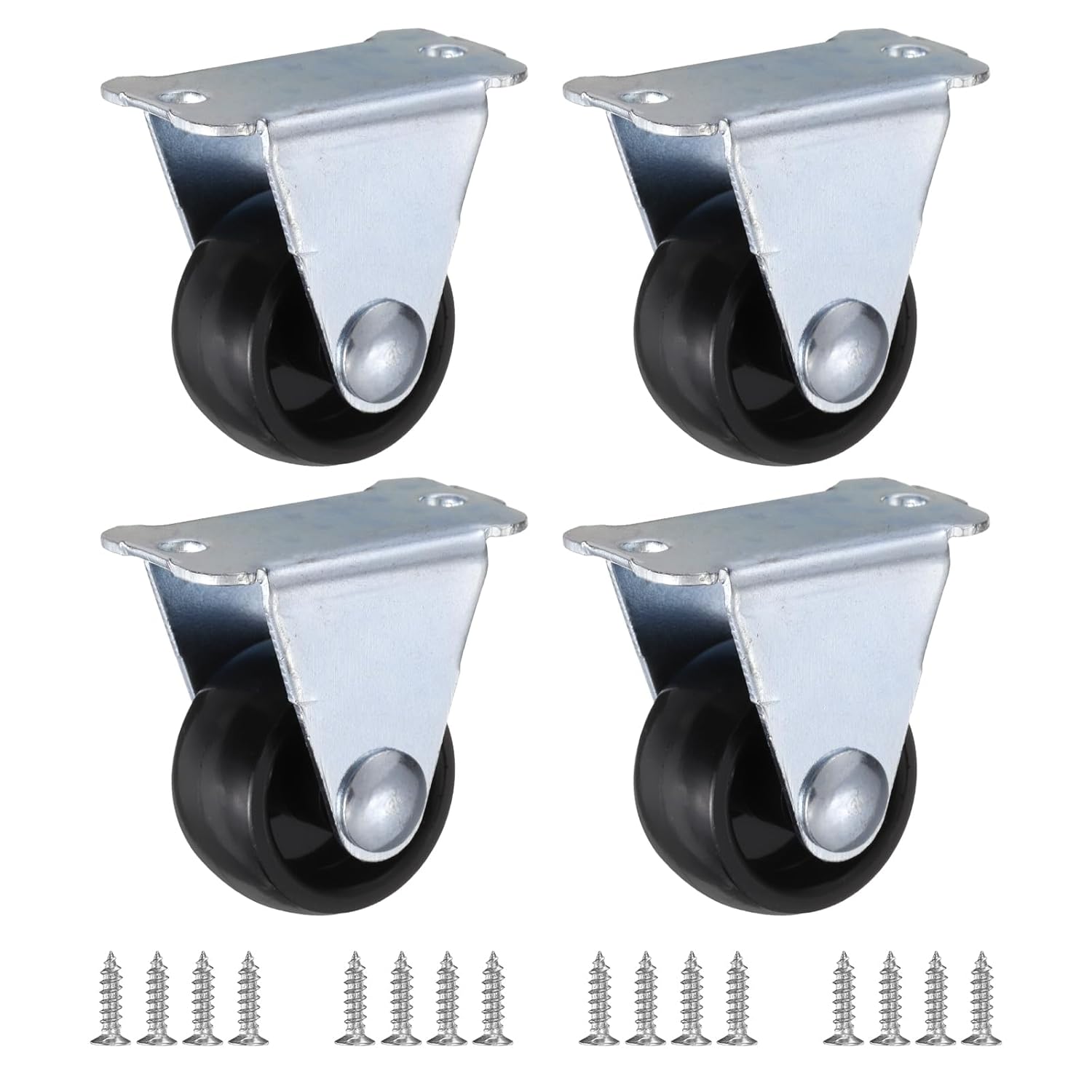 PATIKIL 1" Rigid Caster Wheels, 4 Pack Silent Fixed Plate Casters with ...