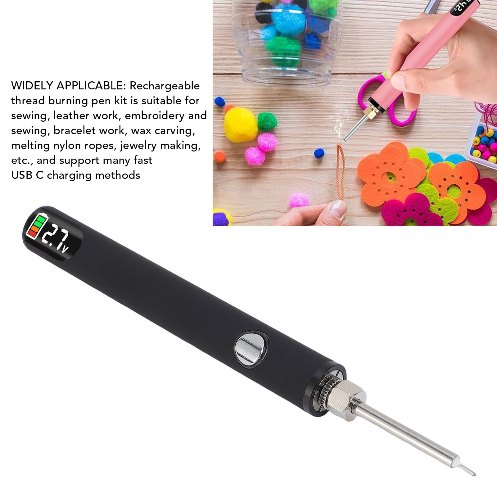 Craft Cautery Pen Rechargeable Thread Burner Pen Kit - Digital Thread ...