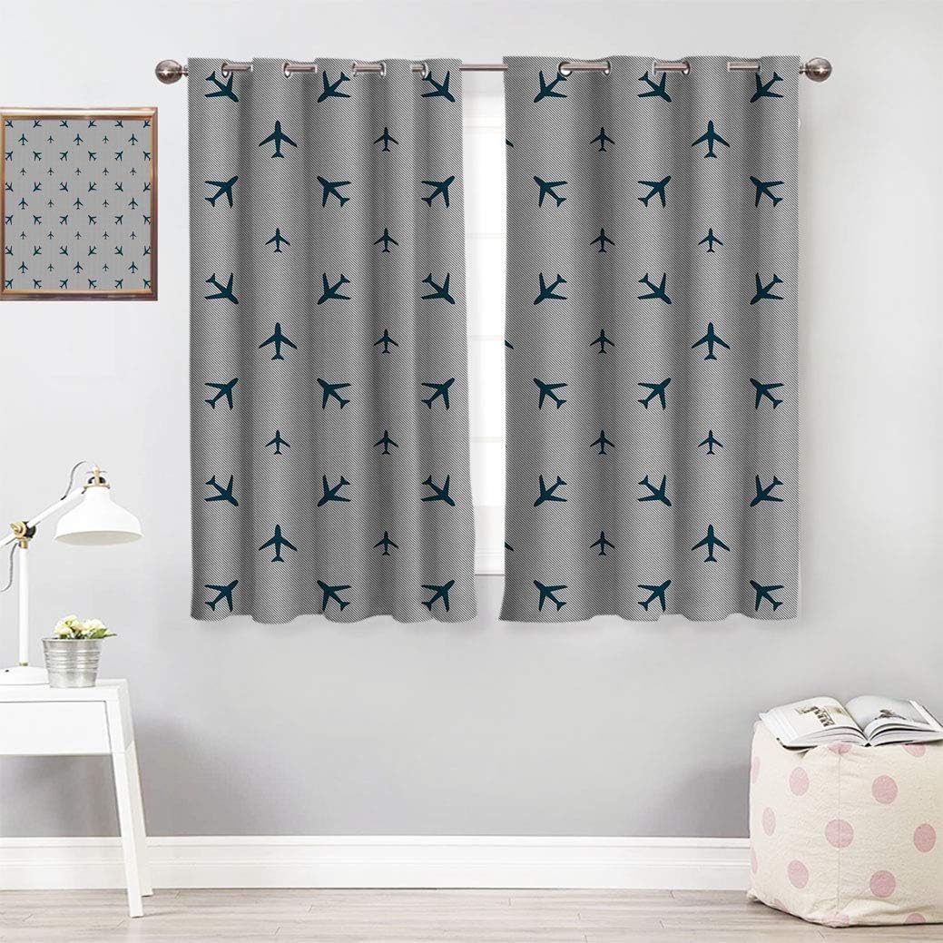 Amazon.com: sheetsare Airplane Draped Curtains Diagonal Stripes with ...