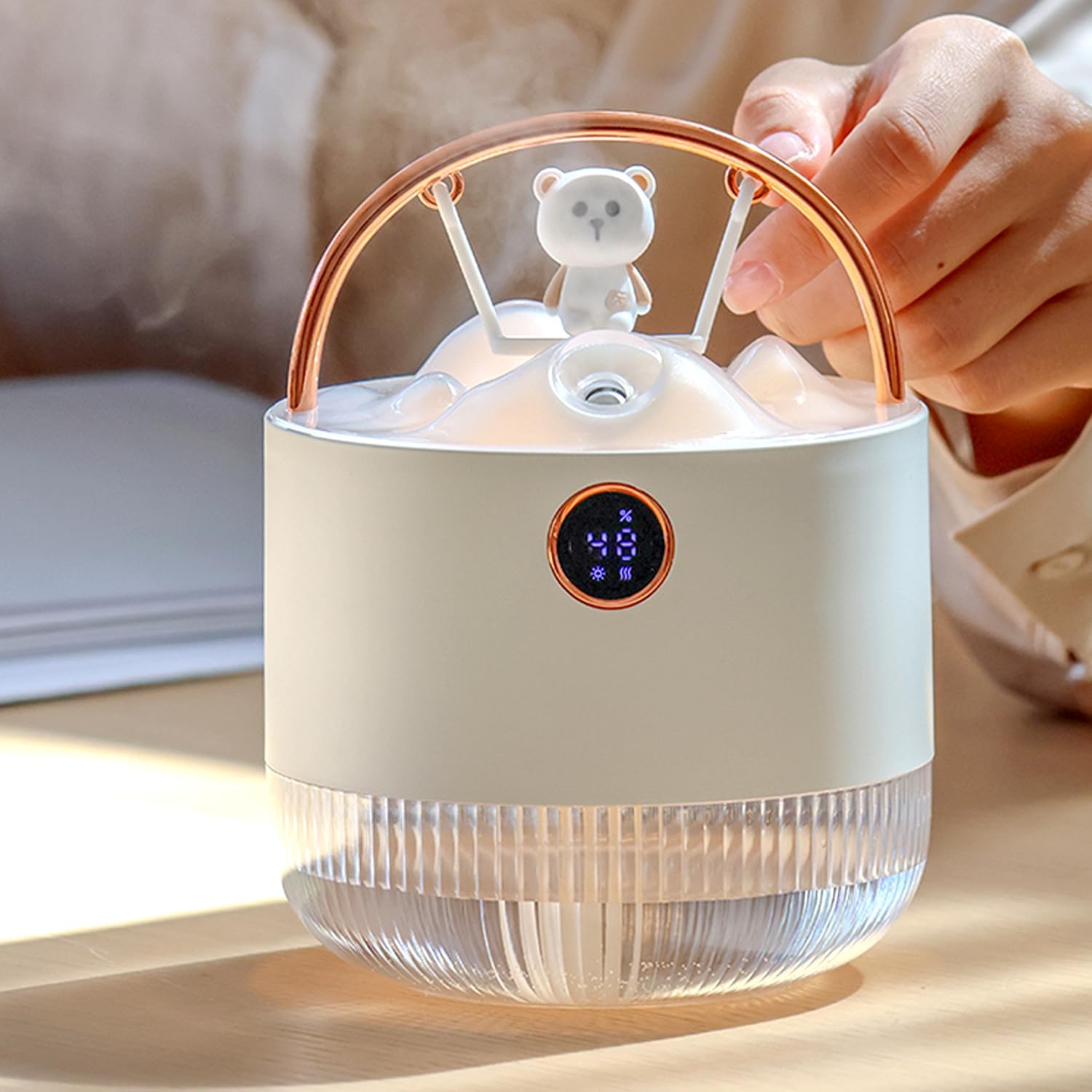 Amazon.com: Portable Mini Humidifier With night light 600ml Small Cool ...