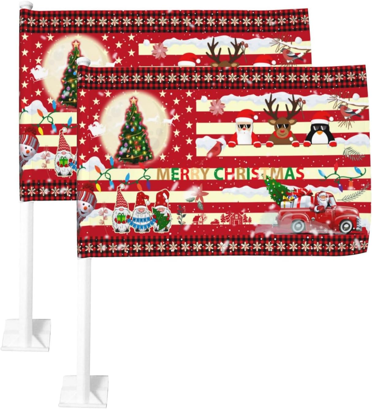 Amazon.com: 2 Pack Merry Christmas Car Flag 12 X 18 inch Double Side ...