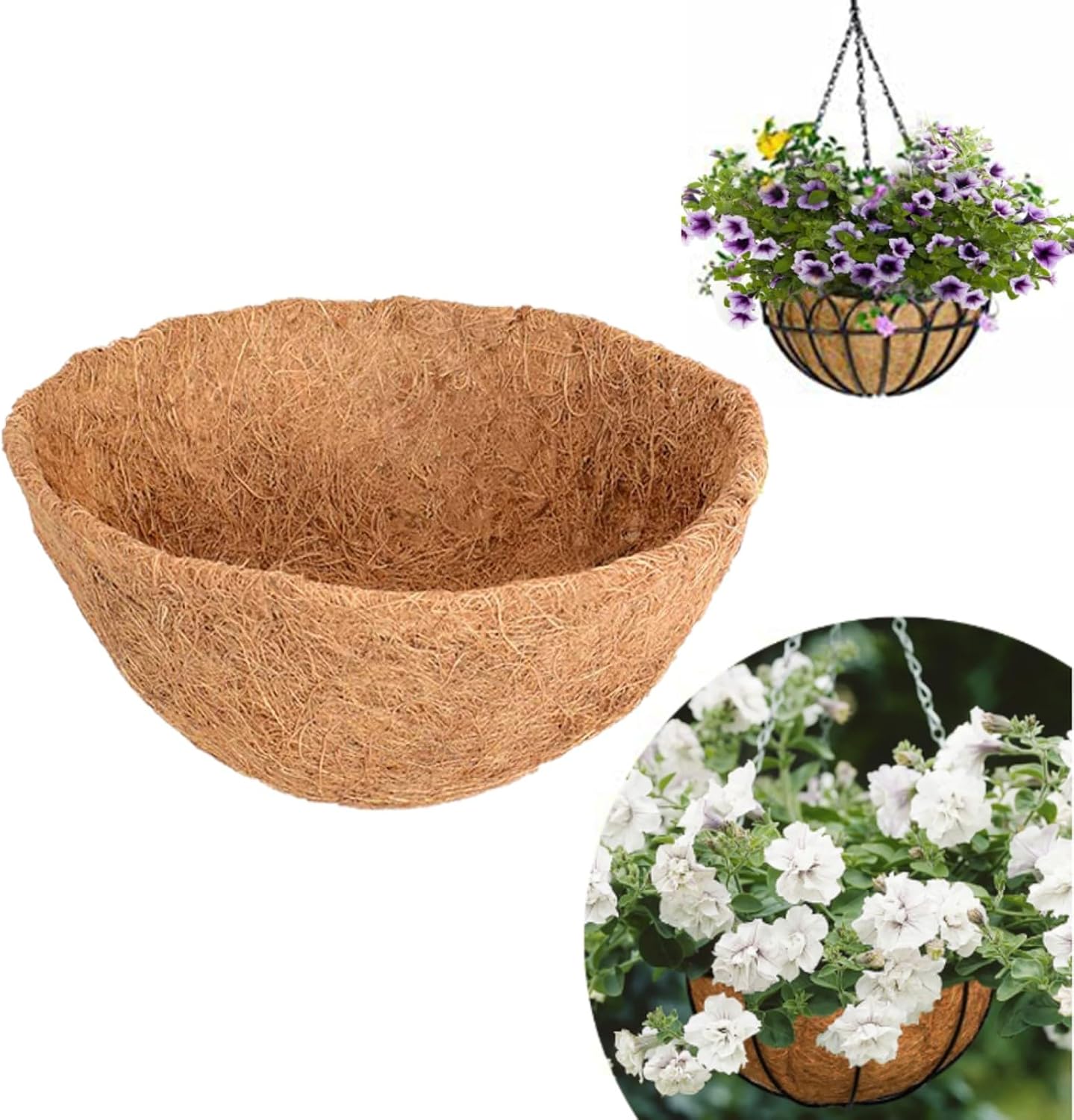 1 Pack Hanging Basket Liner - Round Planter Liner for Hanging Basket ...