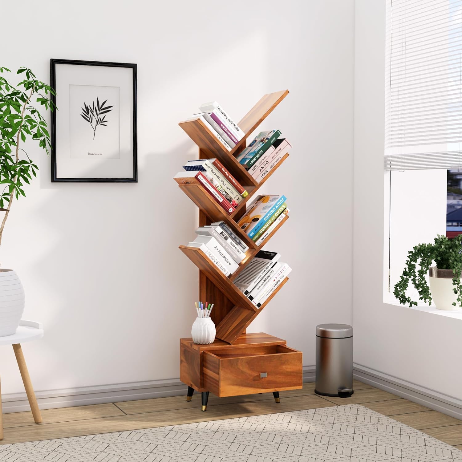 Reliable Furniture Solid Sheesham Wood Book Shelf | Wooden Tree Shape ...