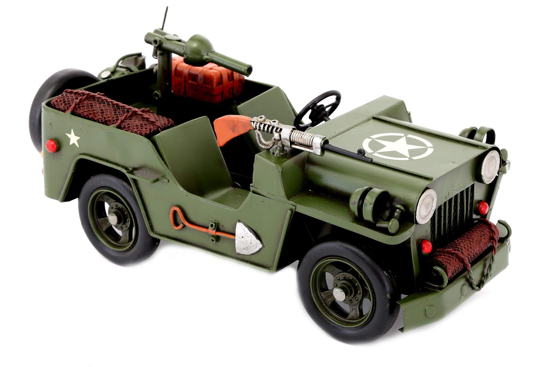 Sifcon International Plc 30cm Green Army Jeep Vintage Tin Model ...