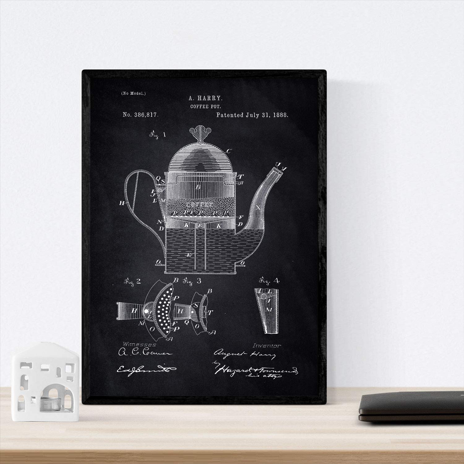 Nacnic Patent Poster with Coffee 1. Foil with old design patent in A3 ...