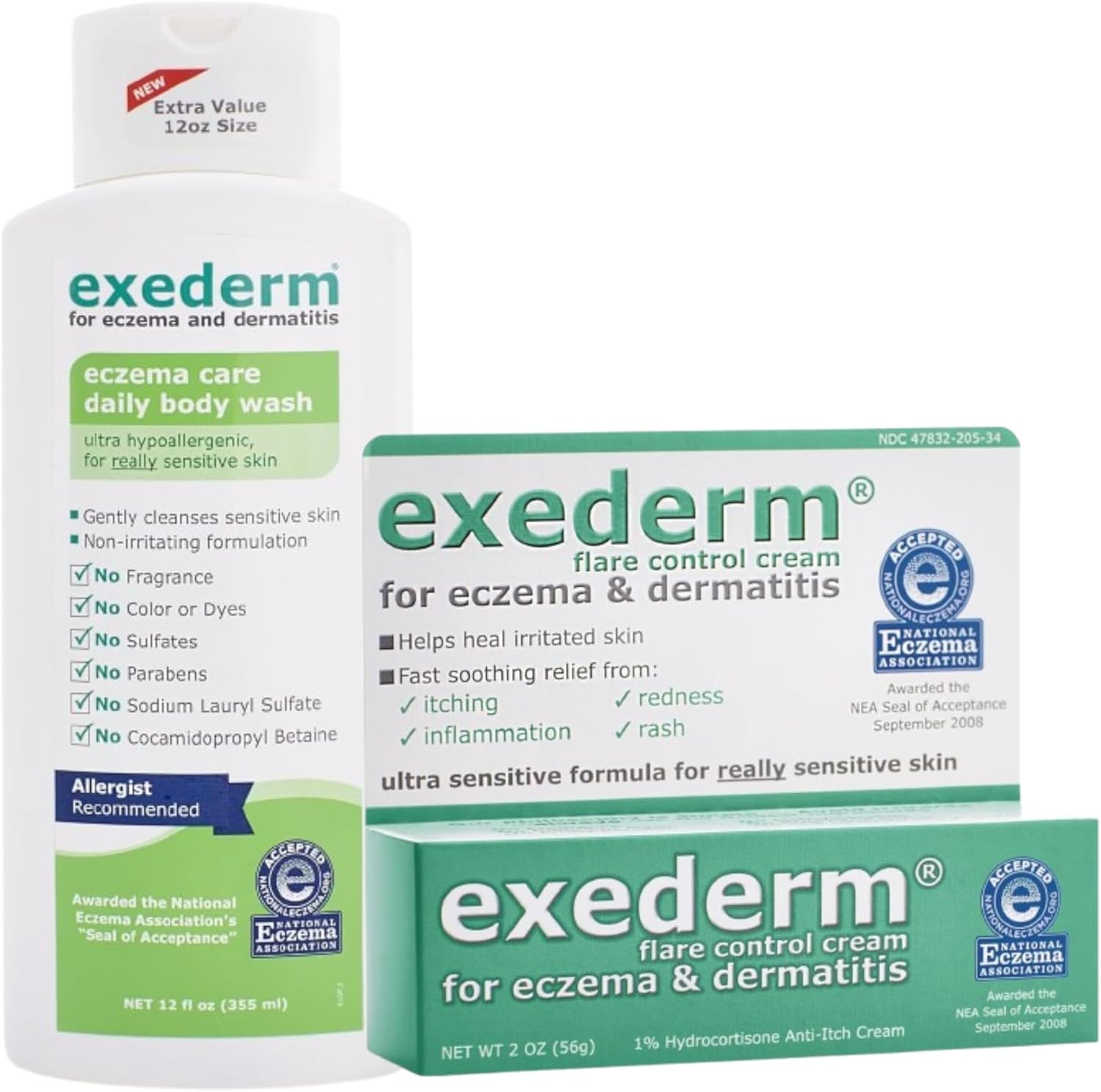Amazon.com: Exederm Flare Control Cream and Daily Body Wash for Eczema ...