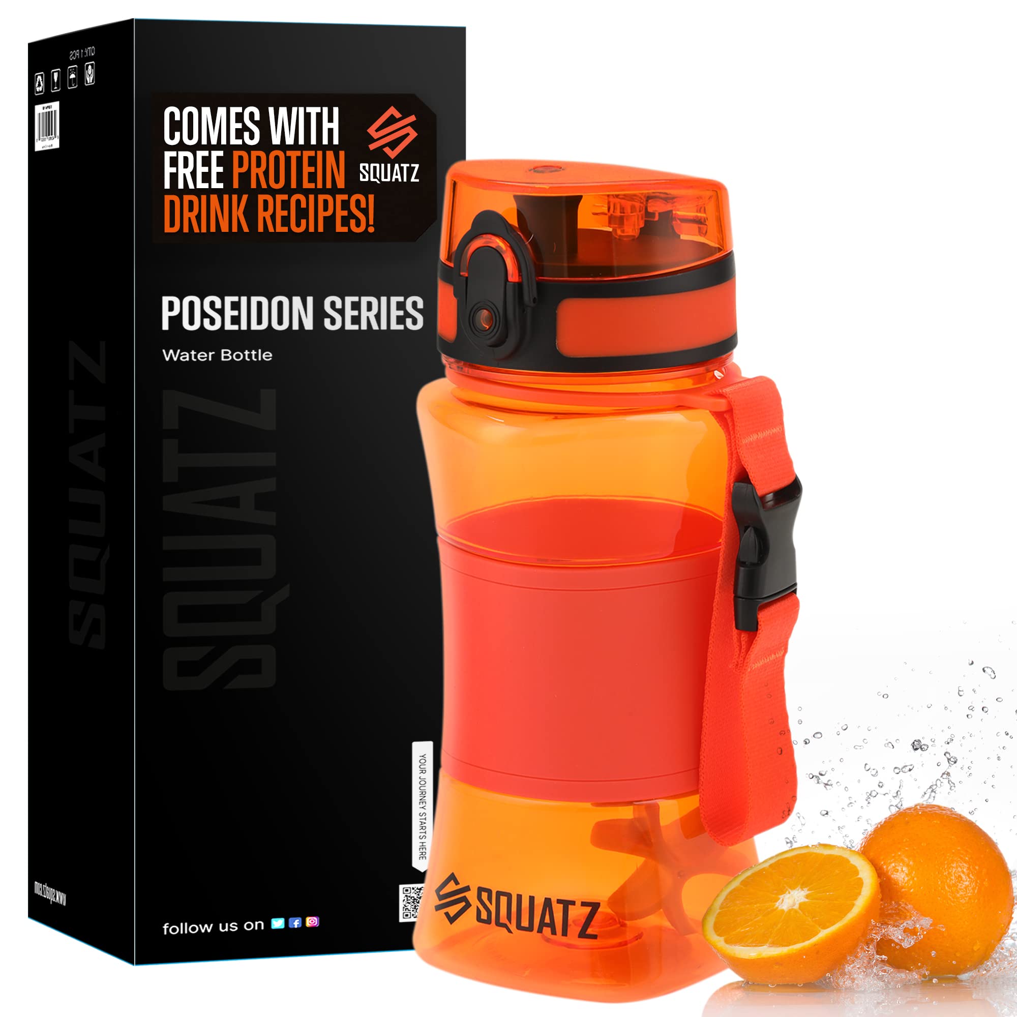 Amazon.com: SQUATZ 17 Oz Poseidon Series Water Bottle for Protein and ...