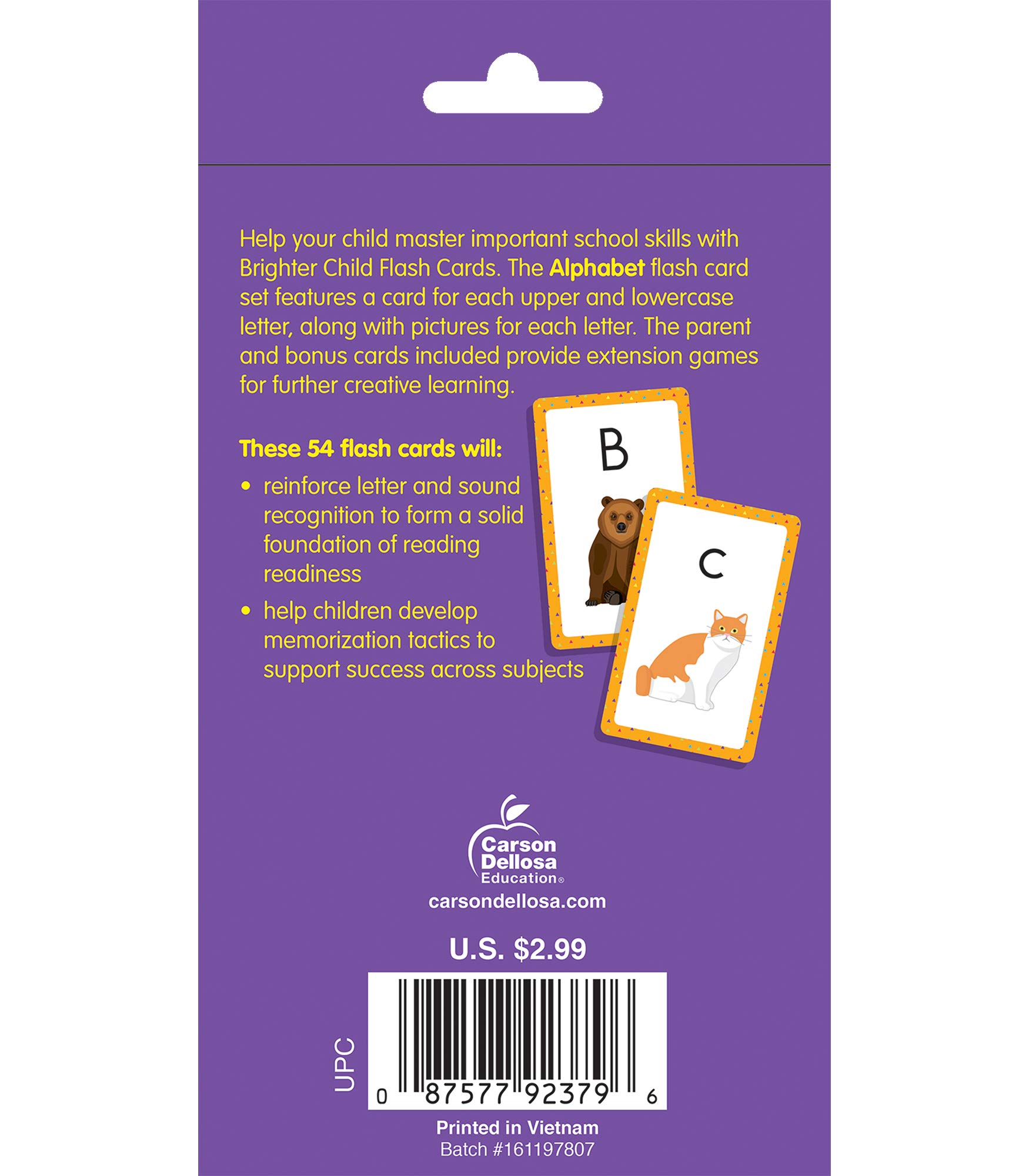 Carson Dellosa Alphabet Flash Cards Double Sided Uppercase And