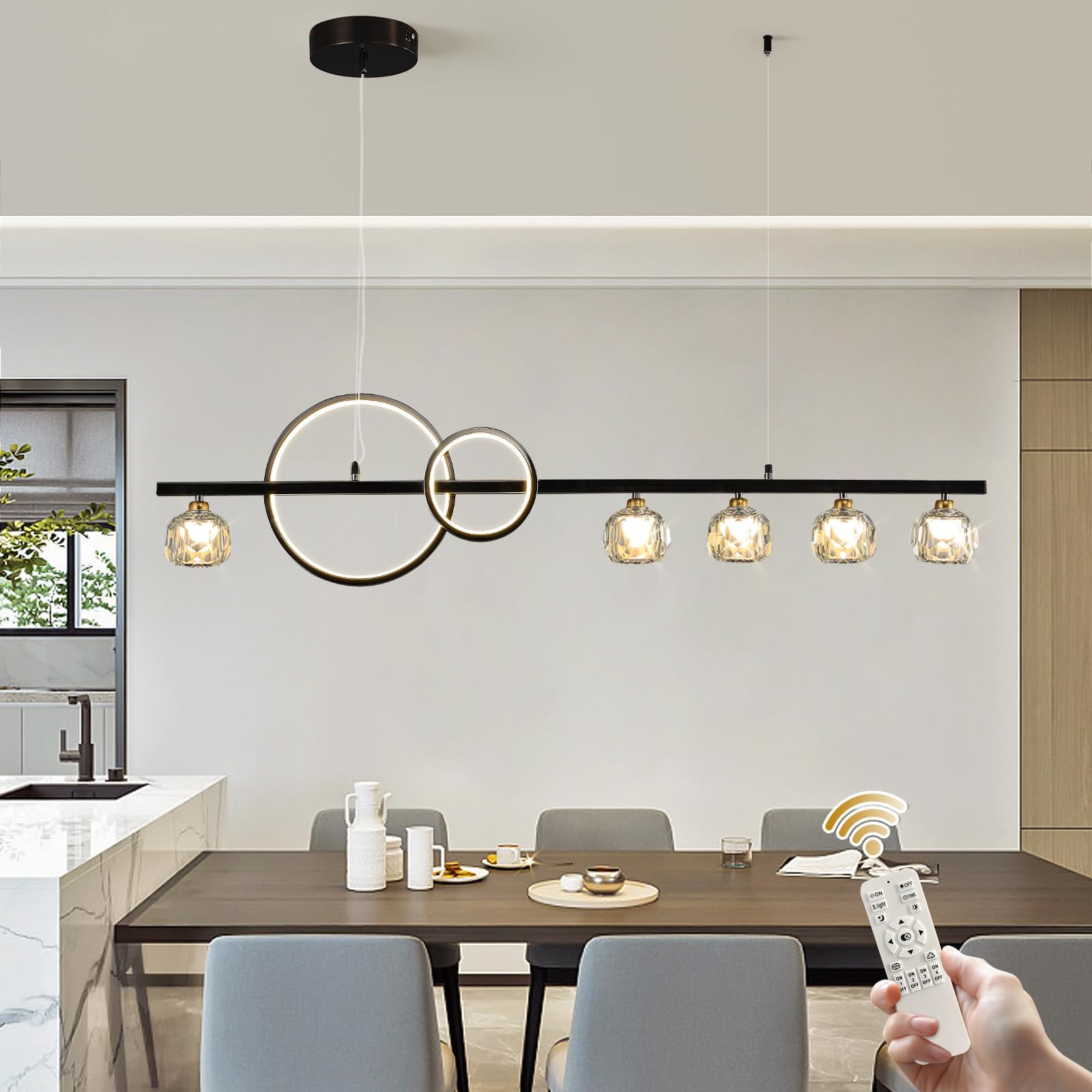 GEADI Modern Sputnik Chandelier 12 Lights LED Clear Glass Globe Pendant ...