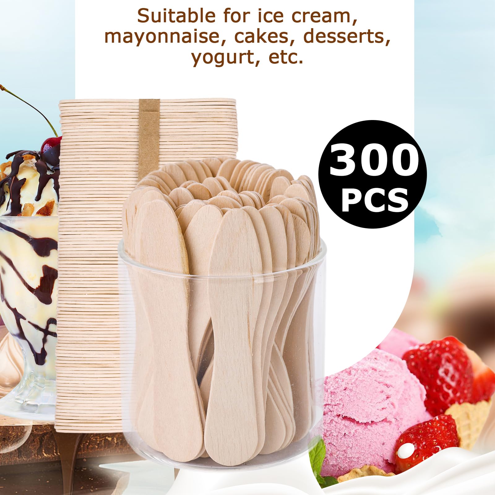 Snapklik.com : 300PCS Small Wooden Spoons, 3 Inches Tasting Spoons ...
