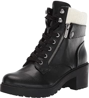 Amazon.com | Indigo Rd. Combat Boots 7.5 M Black (Faux) Leather Lace Up ...