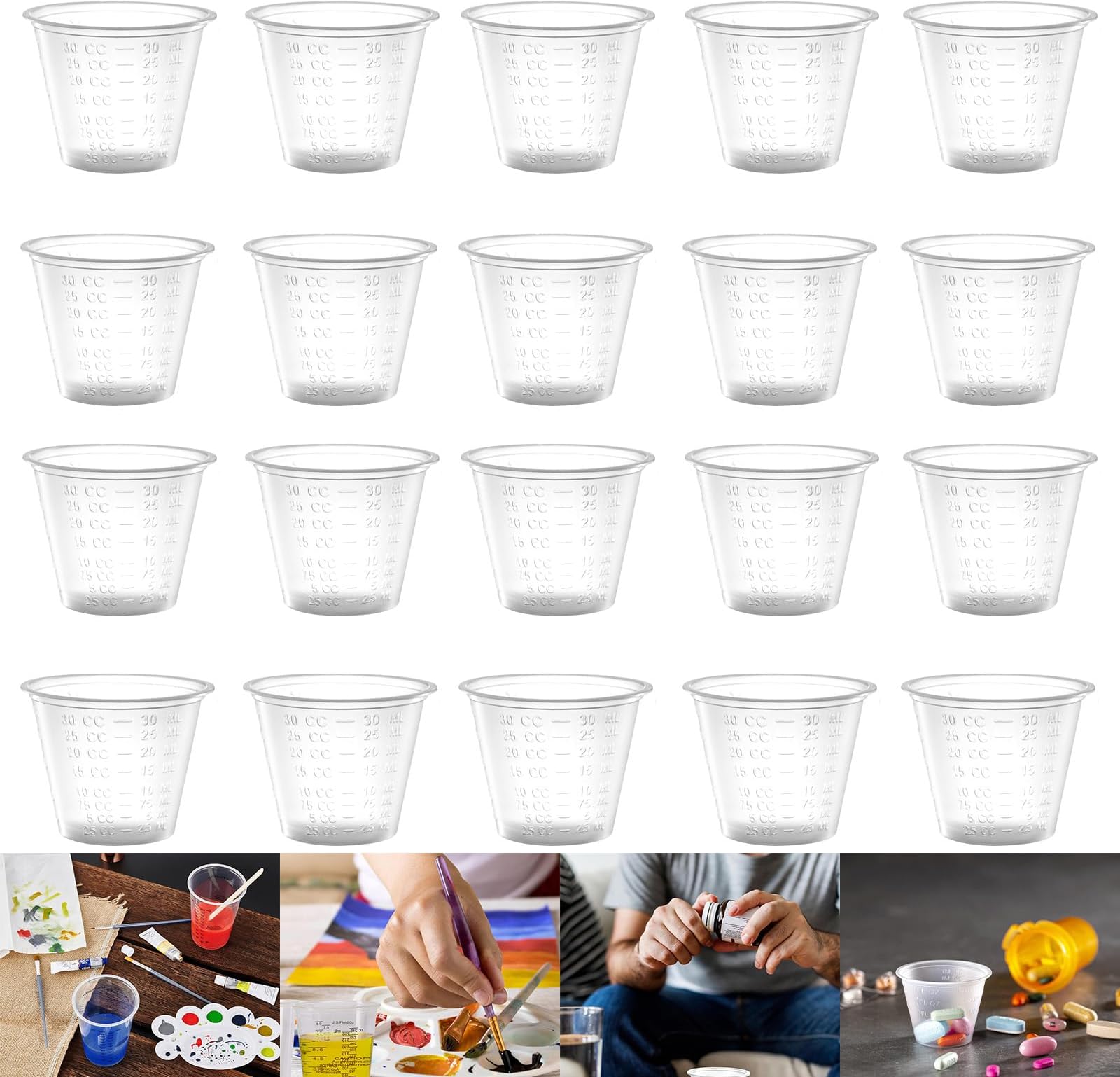 30ml Plastic Liquid Measuring Cups - Mini Clear Kitchen Medicine Cups ...