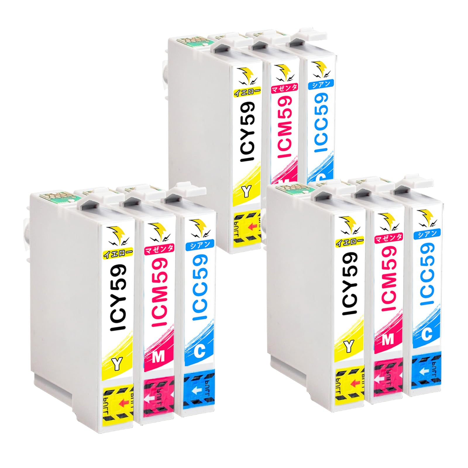 Amazon.co.jp: IC59 インク 互換 インクカートリッジ イエロー シアン マゼンタ エプソン(Epson)用 3色セット ICY59×3 ICC59×3 ICM59×3 計9本 ...