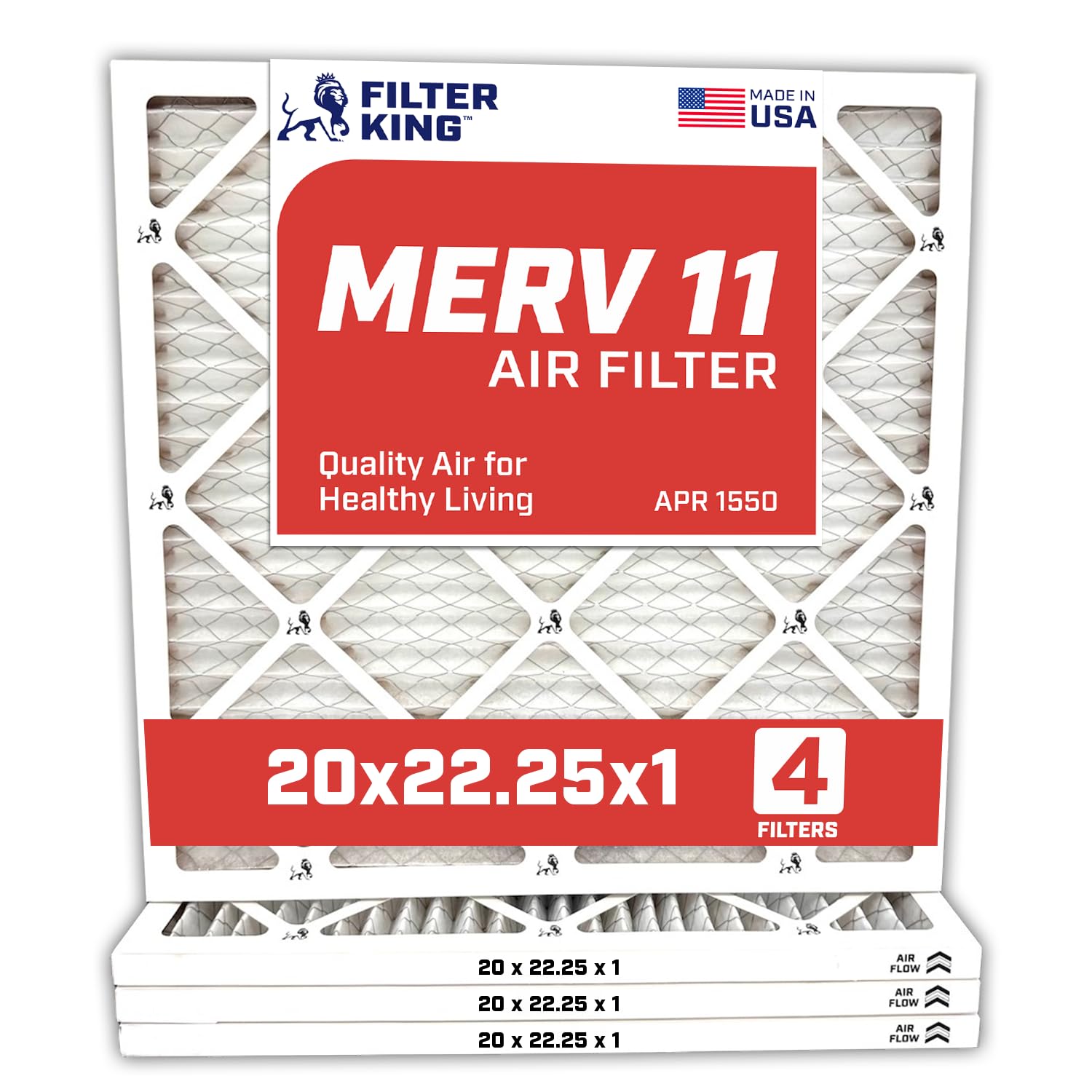 Filter King 20x22.25x1 Air Filter | 4-PACK | MERV 11 HVAC Pleated A/C ...