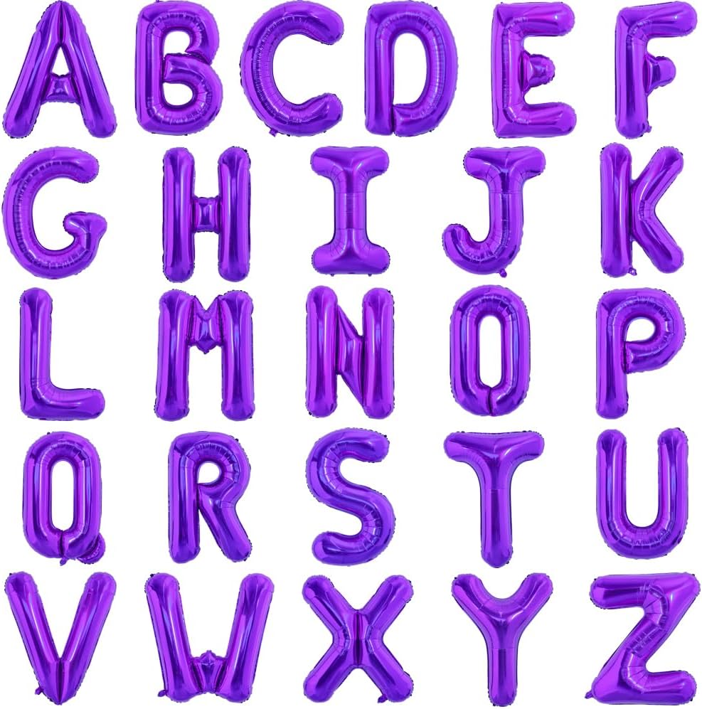 Amazon.com: TONIFUL 52 Pieces 16 Inch Purple Letter A-Z Balloons,Custom ...