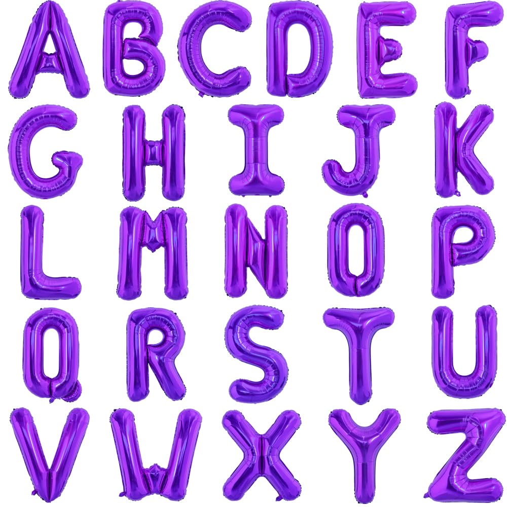 Amazon.com: TONIFUL 52 Pieces 16 Inch Purple Letter A-Z Balloons,Custom ...
