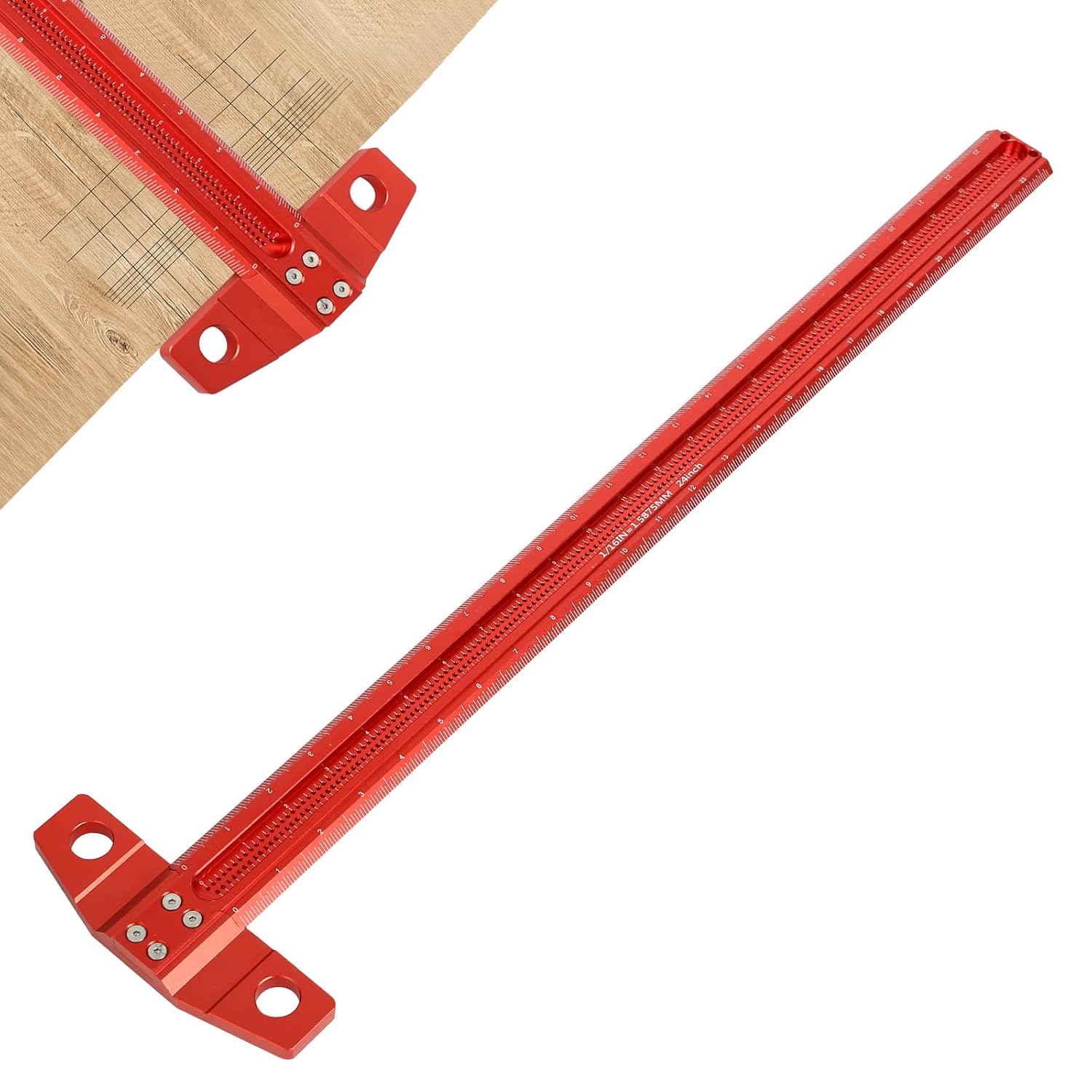 24'' T-Square Ruler, T Type Woodworking Scriber, 90 Degree Line Gauge ...