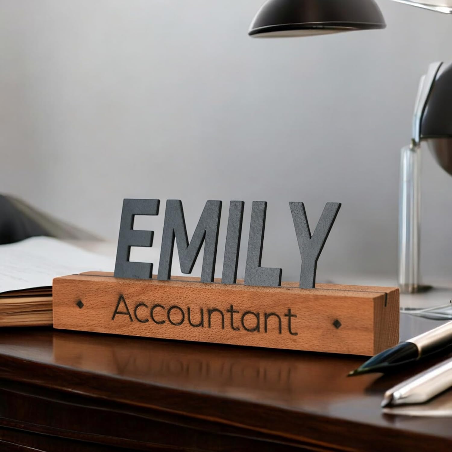 Amazon.com: Personalized Wooden Desk Name Plate – Custom Office Desk ...