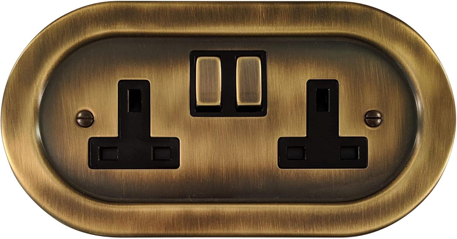 Oval Antique Brass Double Socket - OAB310 : Amazon.co.uk: DIY & Tools