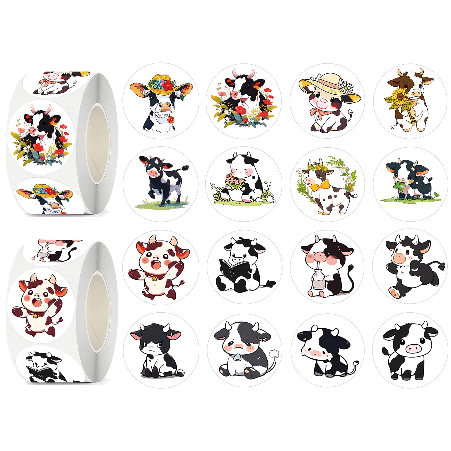 Amazon.com: UVUXO 600 Pcs Cow Stickers for Kids- 1.5 Inch Round ...