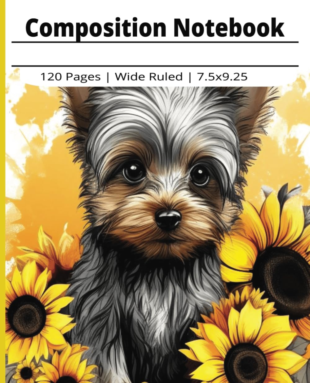 Composition Notebook | Yorkie (Yorkshire Terrier) Dog with Sunflowers ...