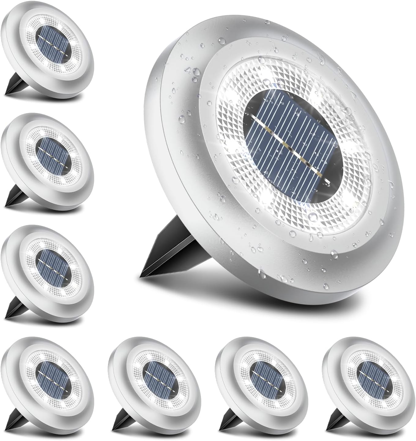 Jsdoin Solar Lights Outdoor Garden,Deck Lights Solar Powered - 8 LED ...