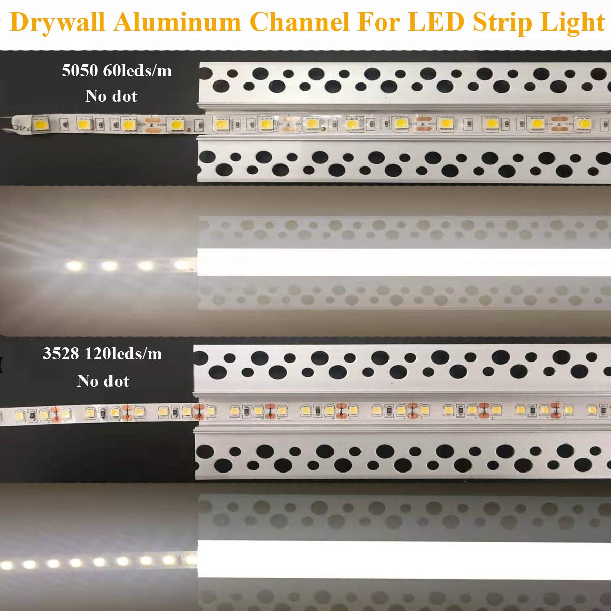 6Pack 6.6FT/2 Meter Plaster-in LED Drywall Aluminum Channel with Flange ...