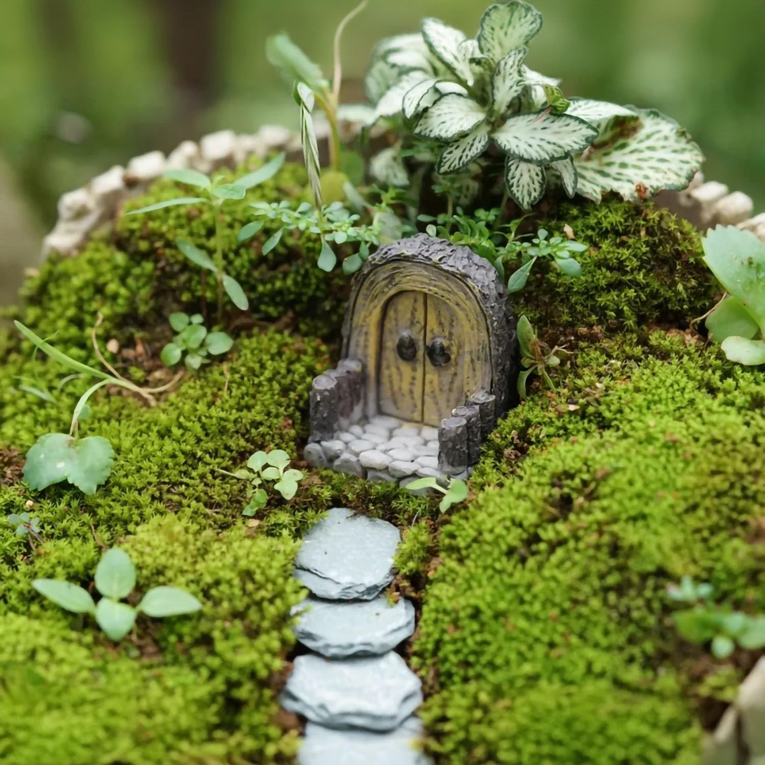 Amazon.com: 2Pcs Green Fairy Door Wooden Miniature Fairy Gardens Doors ...